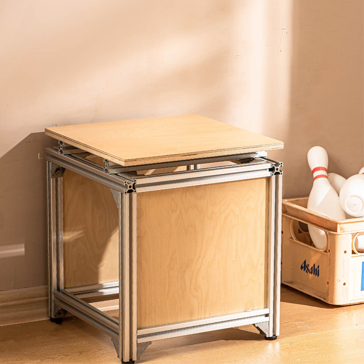 Industrial Aluminum Profile Square Stool - 18.3" Backless Coffee Stool ...