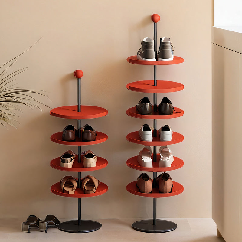 Creative Multi-Layer Shoe Rack with Red Round Trays, Vertical Sloping ...